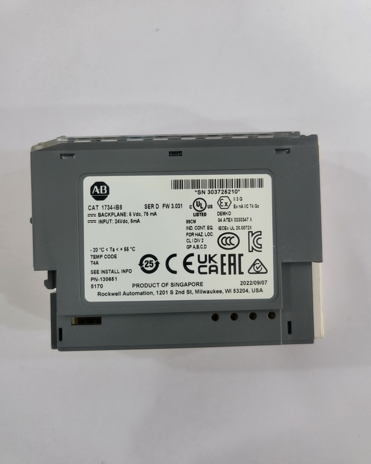 NEW 2022 ALLEN BRADLEY 1734-IB8,SER D POINT I/O 8 POINT DIGITAL INPUT ...