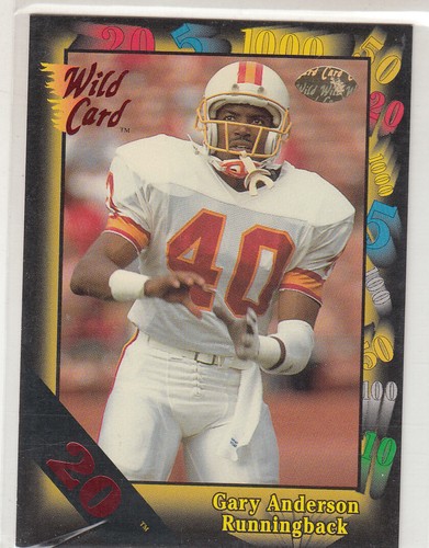 GARY ANDERSON 1991 Wild Card NFL 31 Parallel 20 Stripe Tampa Bay ...