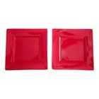 10 Strawberry Street Red 7 1/4" Square Salad Plates Set of 2 NO Chips ...