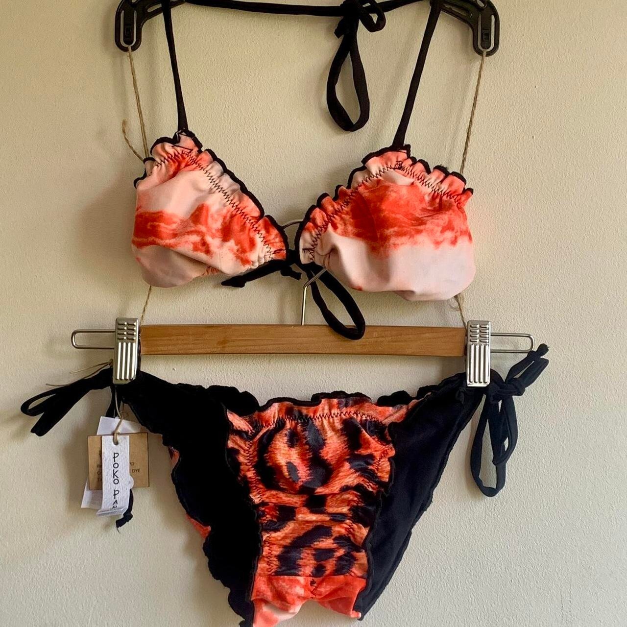 Poko Pano Bikini Brazilian Size P UK8 Reversible Leopard/Black Triangle ...
