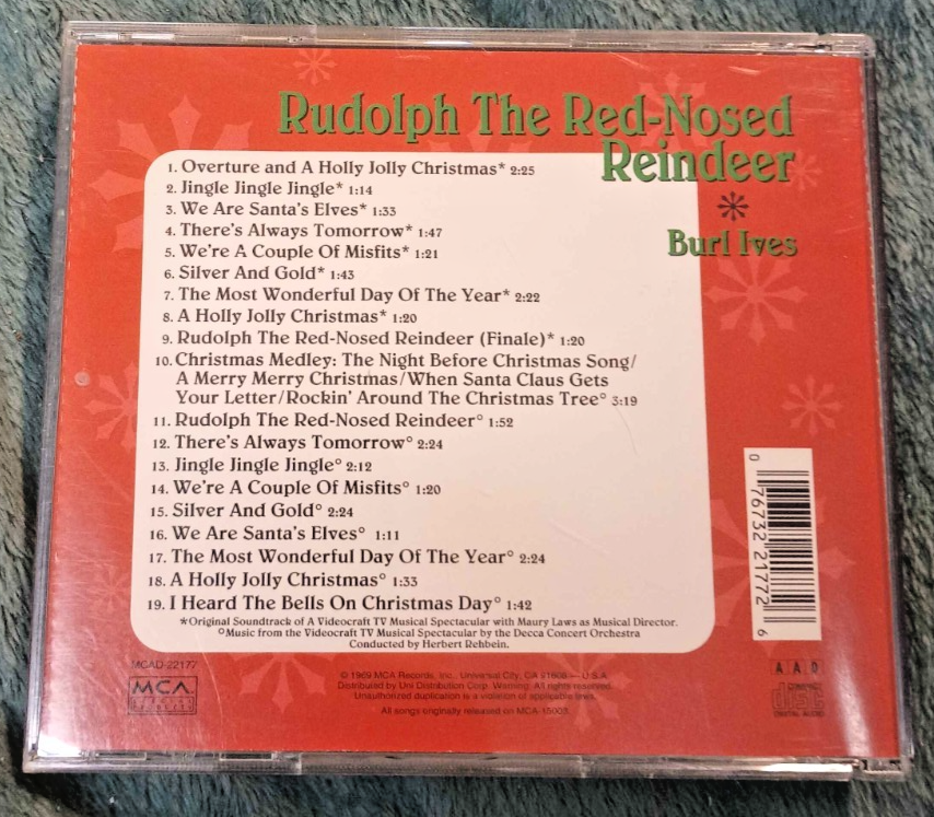Rudolph the RED-Nosed Reindeer by Burl Ives CD, 1995 Christmas | eBay