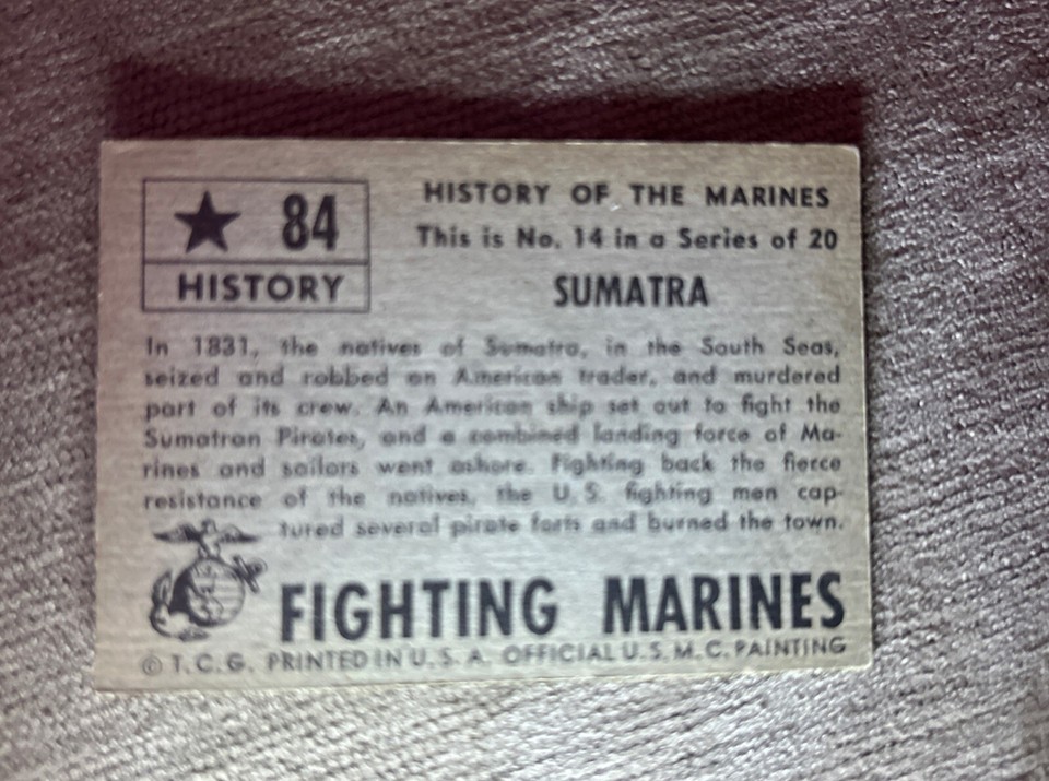 1953 TOPPS FIGHTING MARINES CARD #84 SUMATRA 1831 | eBay