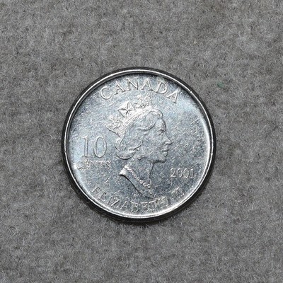 (Brilliant Sheen) XF-AU Canadian 2001 Year Of Volunteers 10 Cent Coin ...
