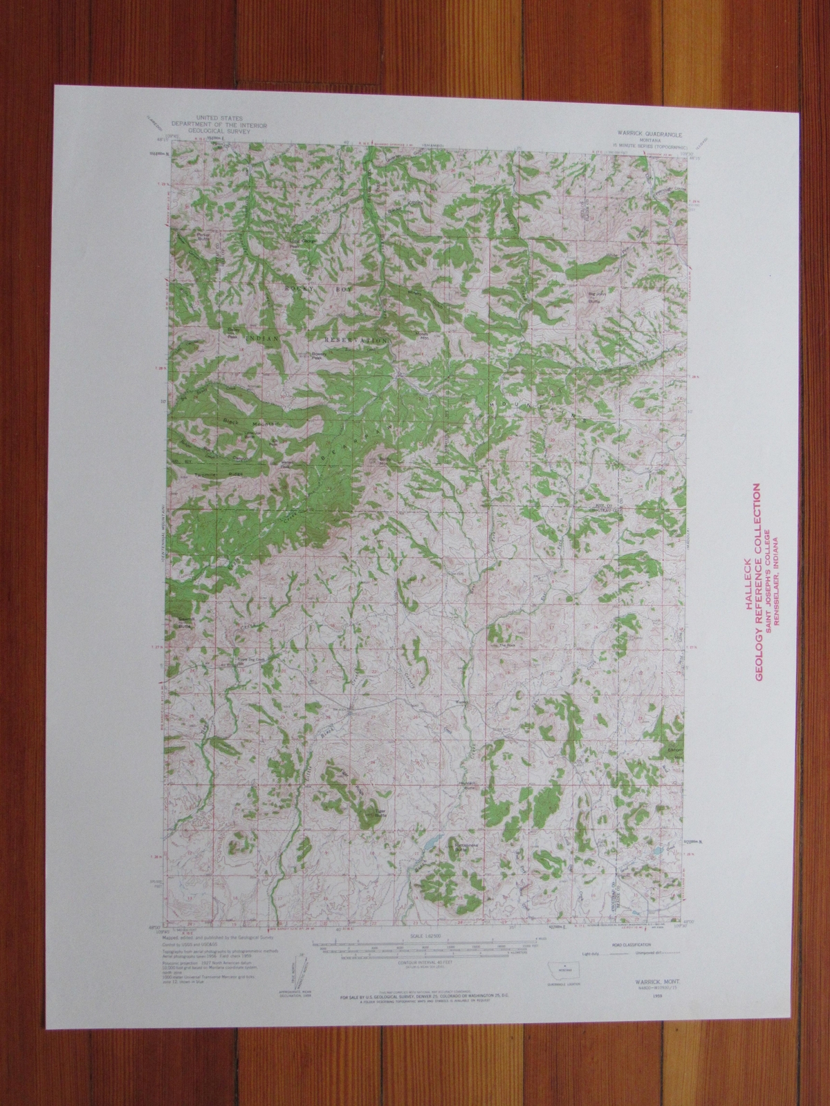 Warrick Montana 1961 Original Vintage USGS Topo Map | eBay