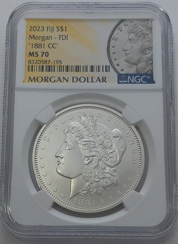 1881 CC Morgan Silver Dollar NGC MS70 First Day Morgan Label 2023 Fiji ...