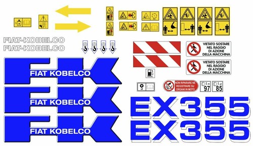 Fiat Kobelco Ex 355 Elm - Elt - Beh Decals Adhesive, Complete Kit ...
