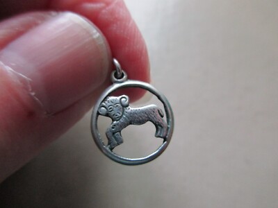 VINTAGE GERMAN 800 SILVER ARIES RAM LAMB STAR SIGN FOB CHARM BRACELET ...