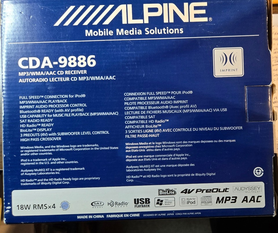 ALPINE CDA-9886 CD MP3 DIGITAL AUDIO AM FM STEREO RECEIVER | eBay