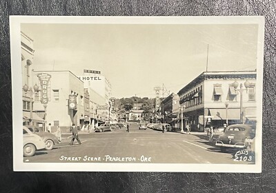 Pendleton , Oregon Town Street View Real Photo Postcard RPPC Downtown ...