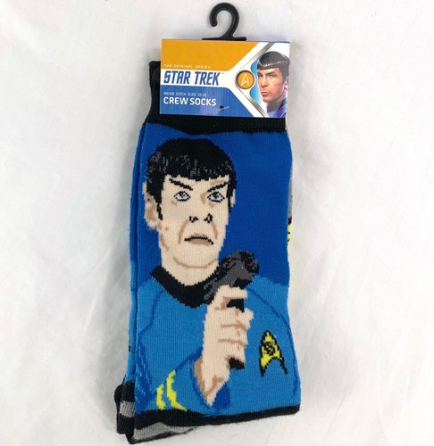 Star Trek Mr. Spock Mens Crew Socks Adult Sz 10-13 Blue Multi New NWT ...