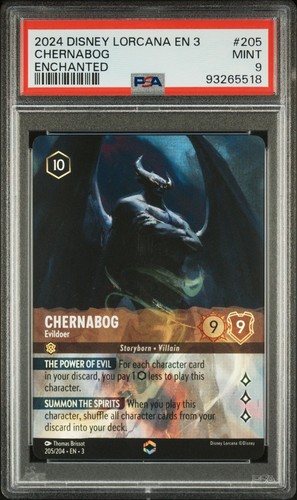 PSA 9 MINT Chernabog - Evildoer (Enchanted) 205 Lorcana Into the ...