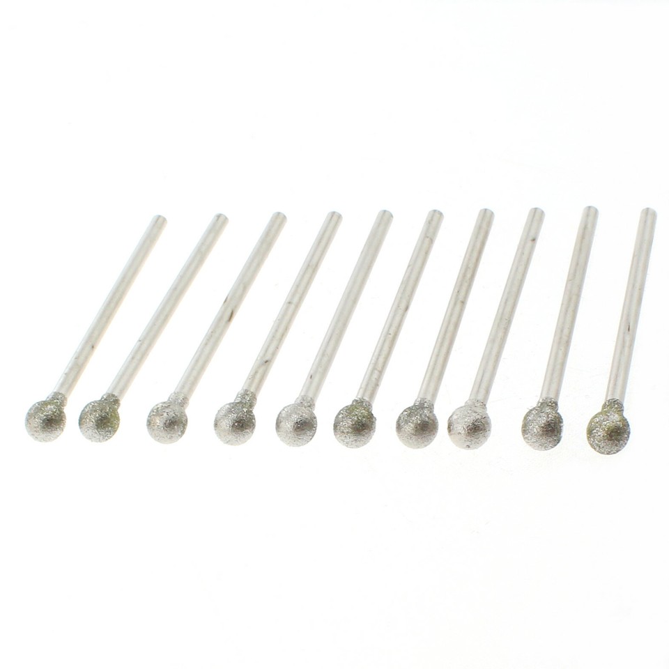 10pcs Diamond Coated Spherical Head Mounted Point Grinding Bit Ball 6mm ...