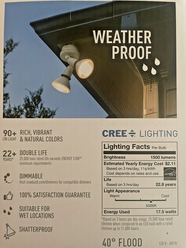 10 x CREE 150W 17.5W LED Flood DAY LIGHT 5000K Par38 40° Bulb Dimmable ...