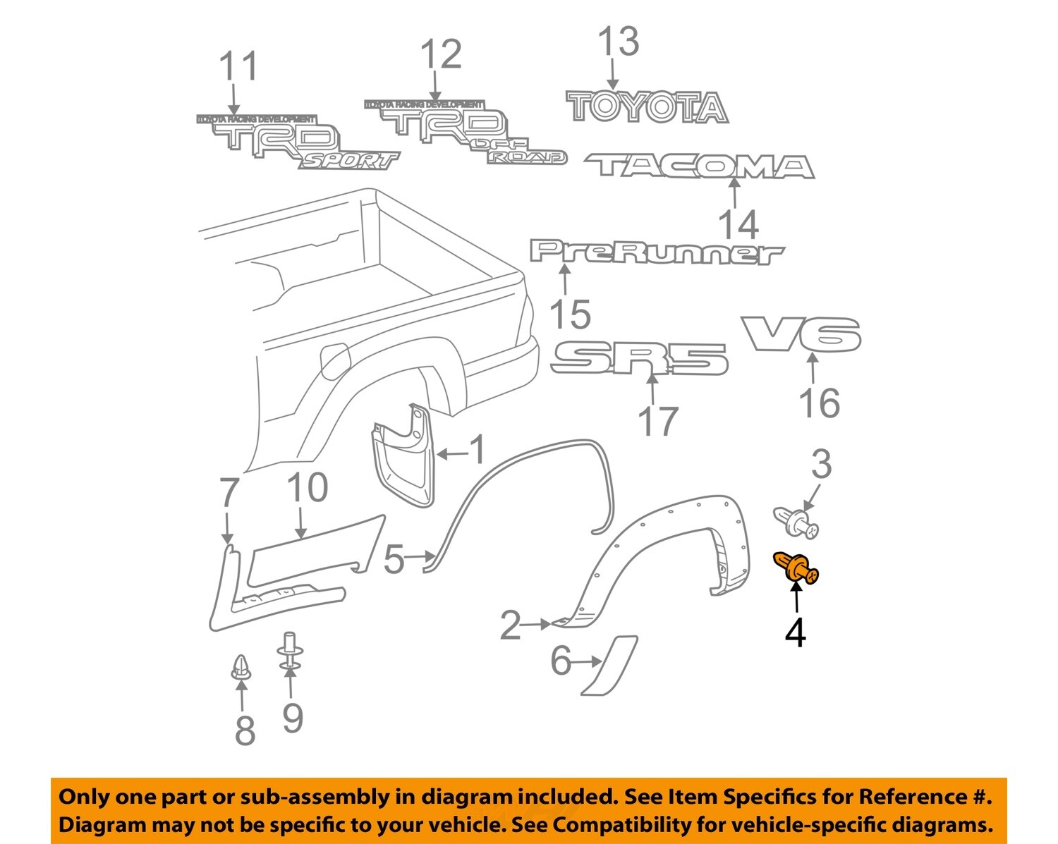 Genuine Toyota Wheel Opening Molding Clip 75396-35020 for sale online ...