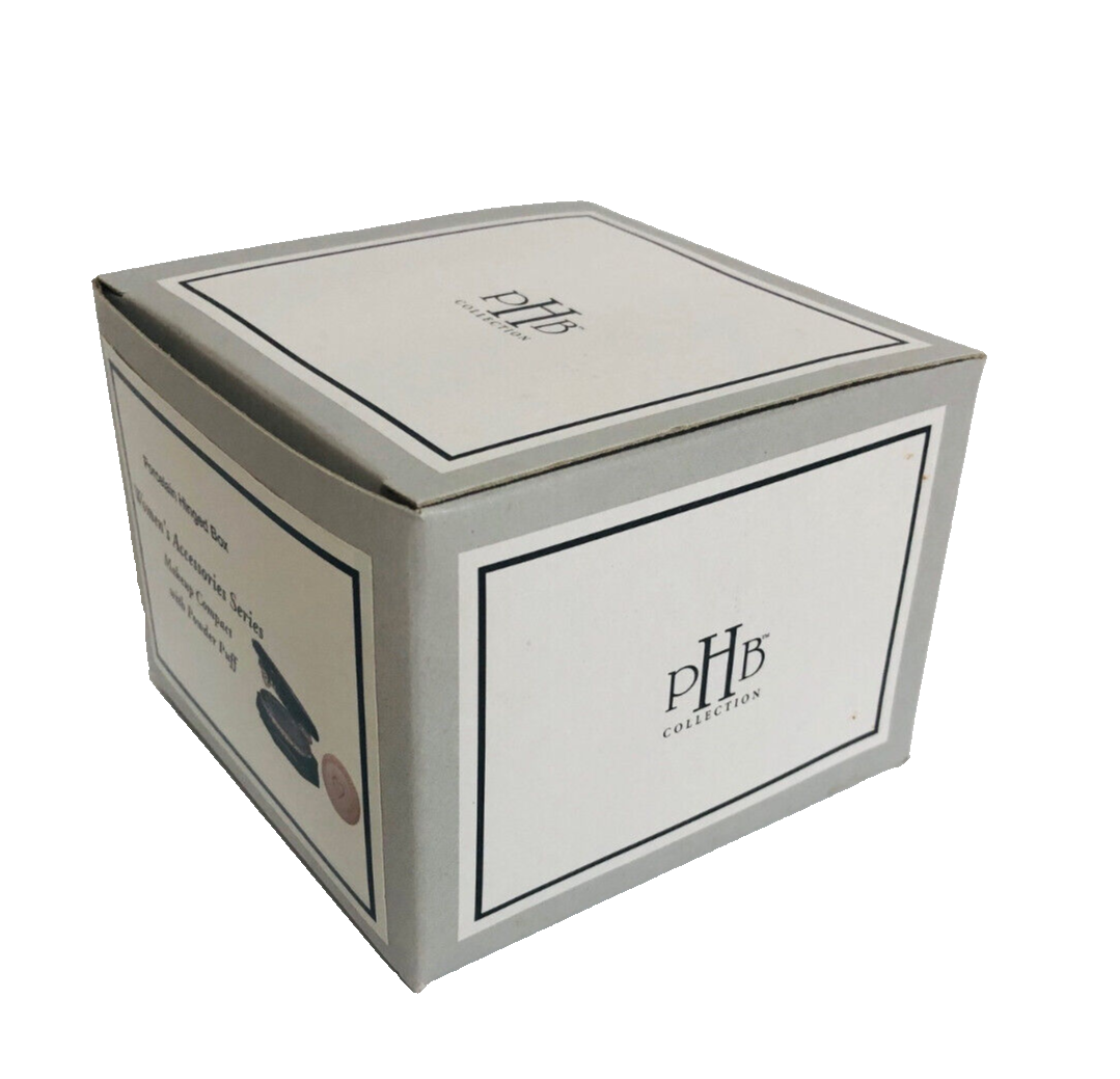 PHB Porcelain Hinged Box Compact With Powder Puff Trinket Midwest 36802 ...