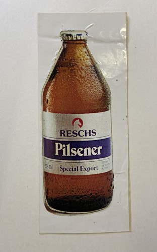 1970s/80s RESCHS PILSENER BOTTLE BEER VINTAGE ADVERTISING STICKER GREAT ...