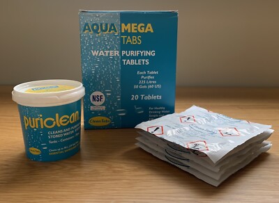 Aqua Clean MEGA Tabs Water Purification Purifies + Puriclean 100g Water ...