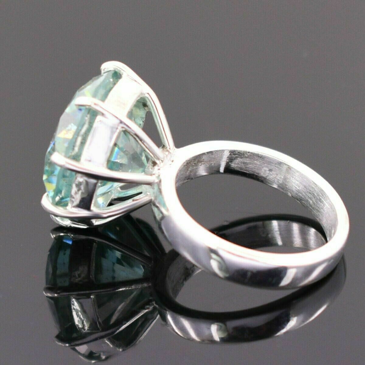 16 ct Lab Created Blue Diamond solitaire Ring 925 Silver Excellent Cut ...