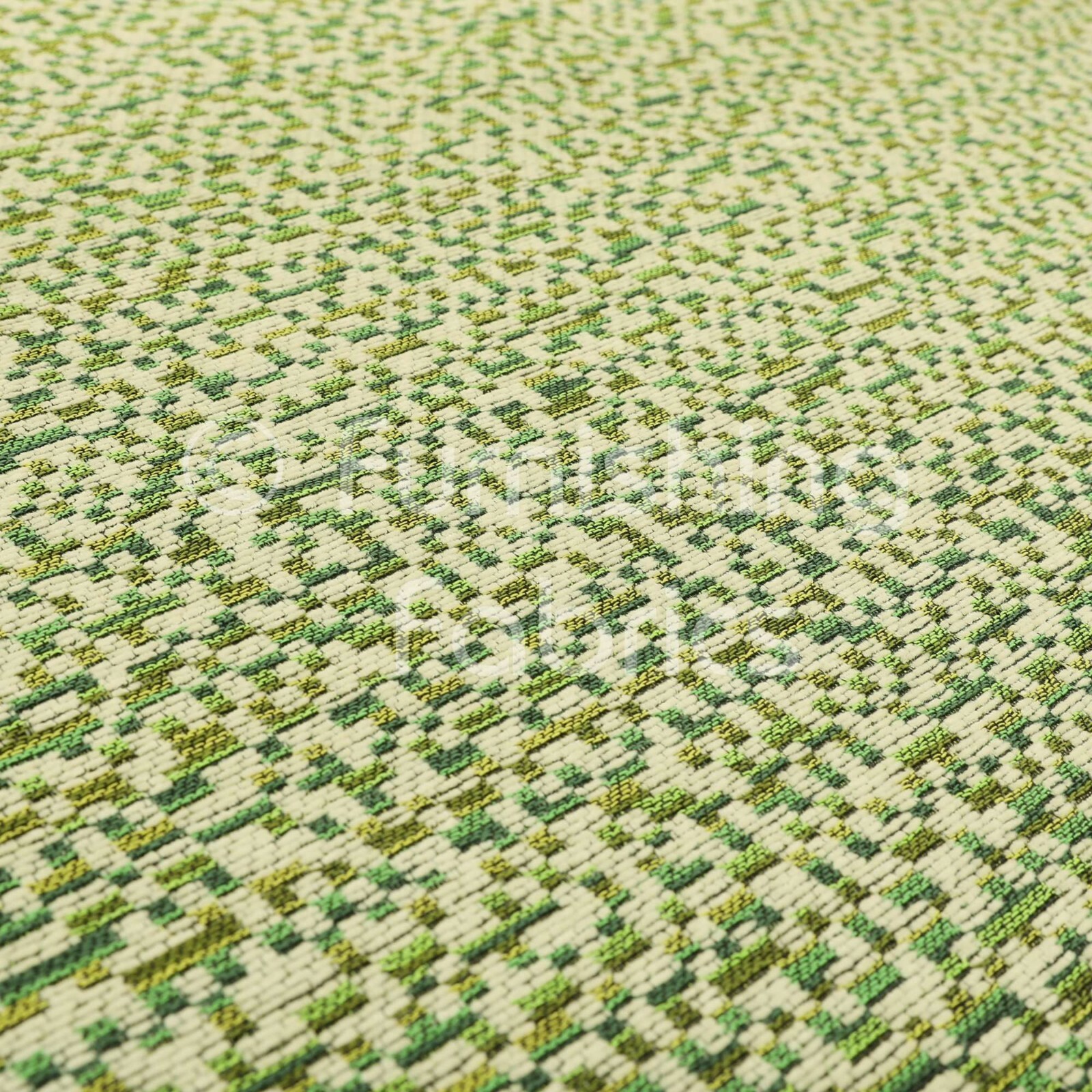 Chenille Textured Tetris Semi Plain Pattern Upholstery Fabrics In Green ...