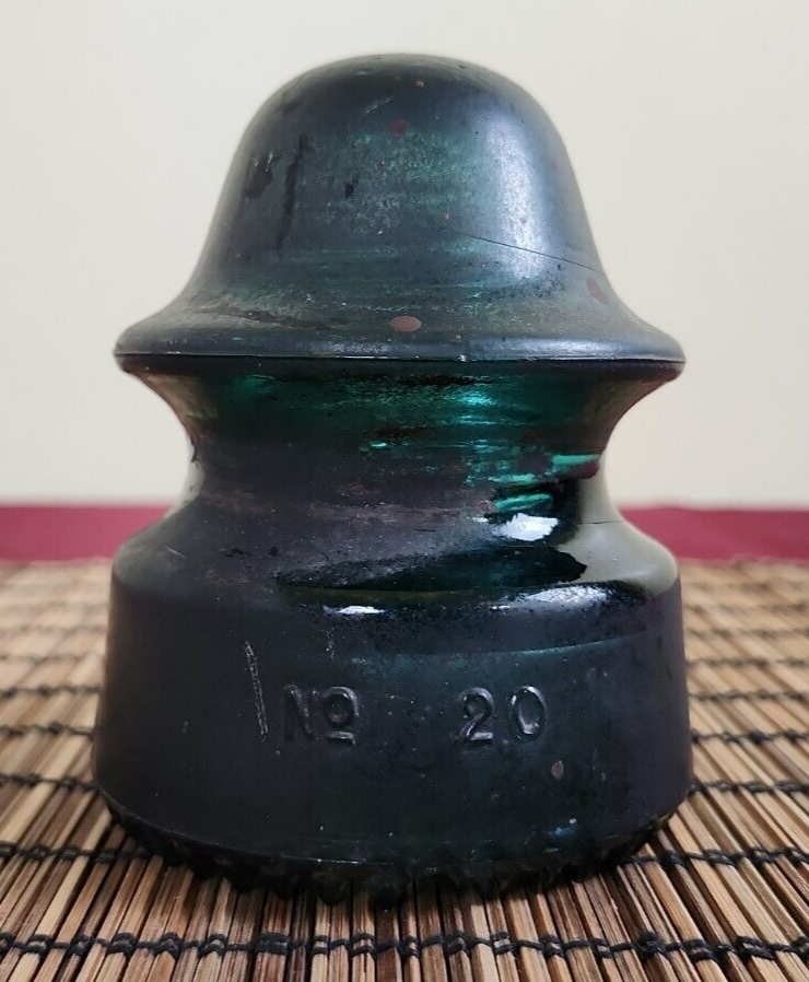 Vintage Hemingray Electrical Blue/Green Glass Insulator for Top of Pole ...