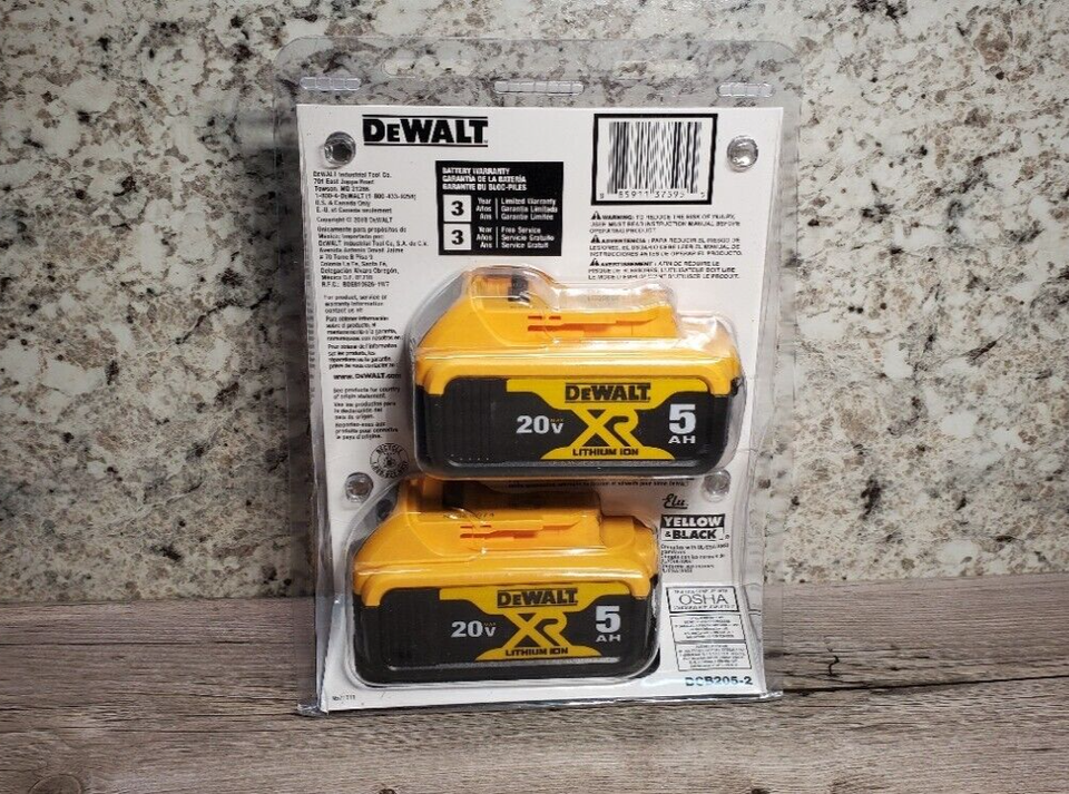 DEWALT DCB205-2 20V XR 5Ah Lithium Ion Battery - Pack of 2 New | eBay