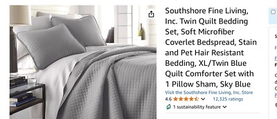 South Shore Fine Linens Vilano Gray Twin XL quilt set | eBay