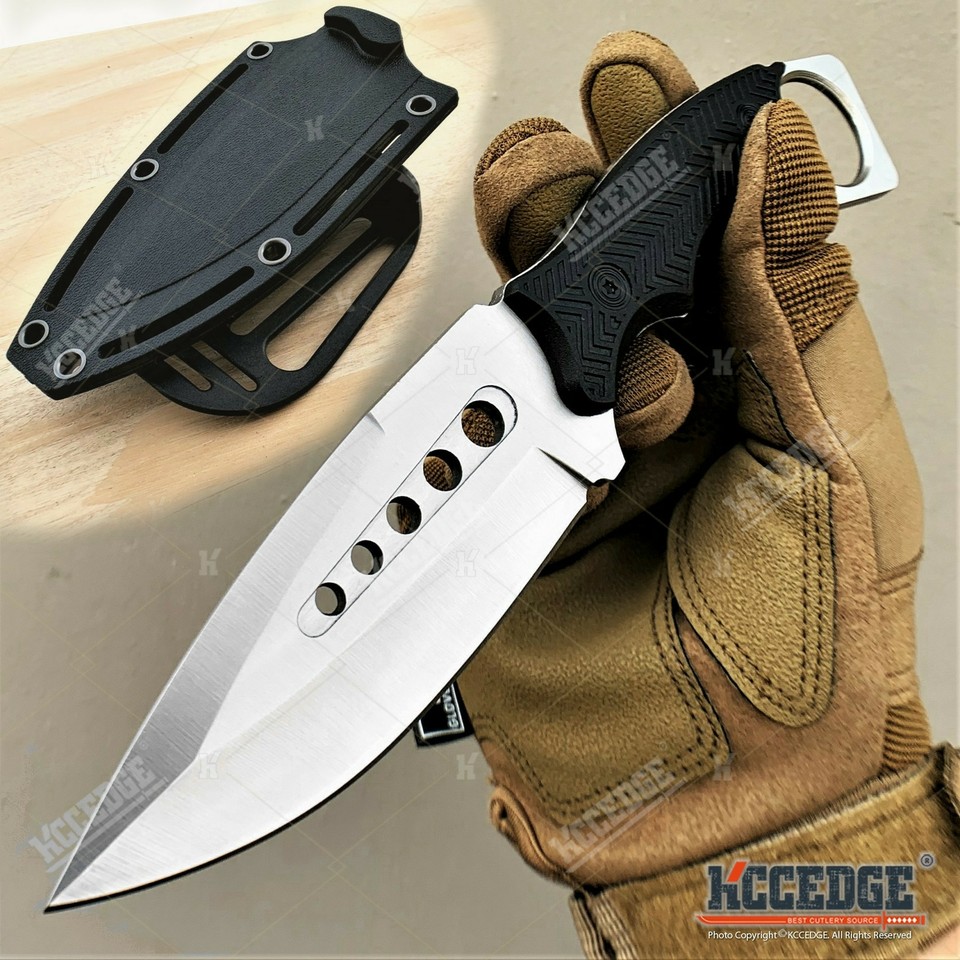 9" FULL TANG FIXED BLADE KNIFE Kydex Sheath Hunting Knife Drop Point ...