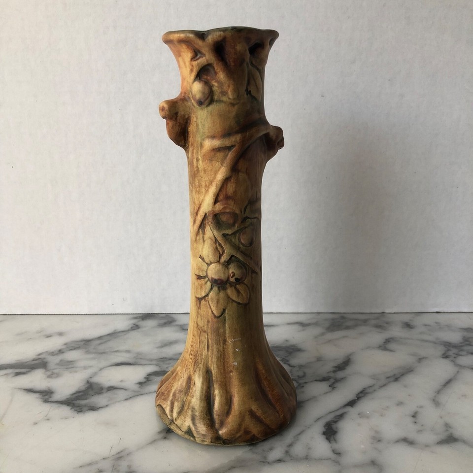 Vintage WELLER POTTERY bud vase WOODCRAFT APPLE TREE xlnt WOW! | eBay