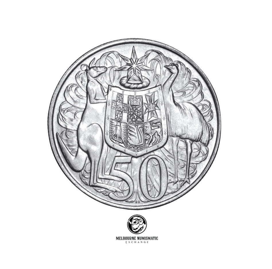 1966 Round 50c Coin Australia GEM UNC From Original Rural Bank Roll 80% ...