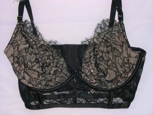 Victoria's Secret VERY SEXY Black Lace Unlined Long Line UW Demi Bra ...