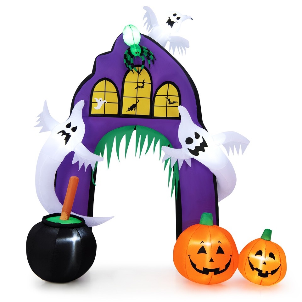 9 Ft Tall Halloween Inflatable Castle Archway Decor w/ Spider Ghosts ...