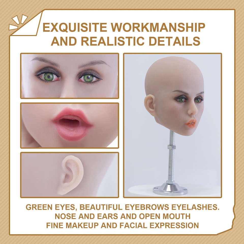 Oral Sex Toys TPE Skeleton Sex D-oll Head With 2 Wig Realistic Adult ...