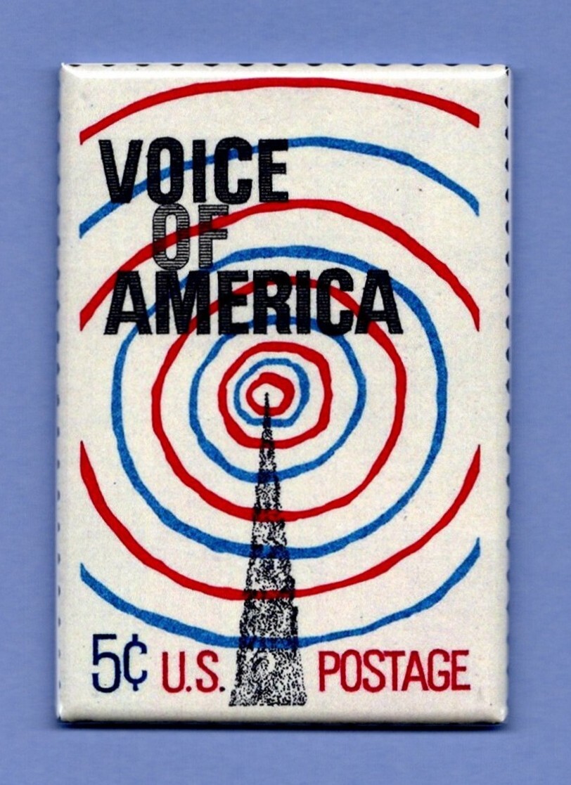 VOICE OF AMERICA STAMP *2X3 FRIDGE MAGNET* USPS PHILATELIC POSTAGE TV ...