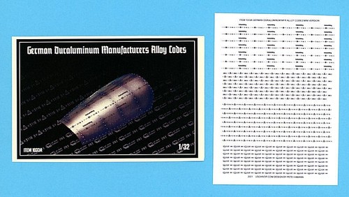 Uschi 1033 - German Duraluminum Manufacturer Alloy Codes MINI (1/32 ...