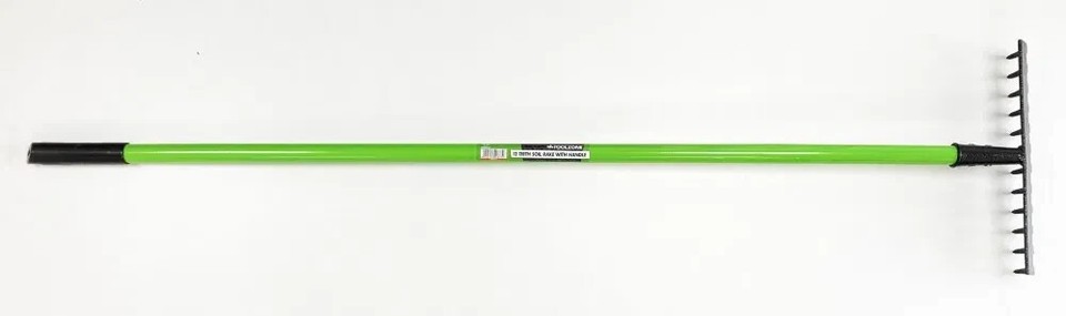 GARDEN RAKE 12 Teeth Lawn Rake Shaft Garden Handle Leaf Metal Head ...