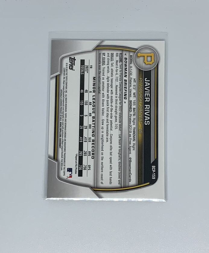 2023 BOWMAN CHROME 1ST BASE PIRATES JAVIER RIVAS BCP-159 | eBay
