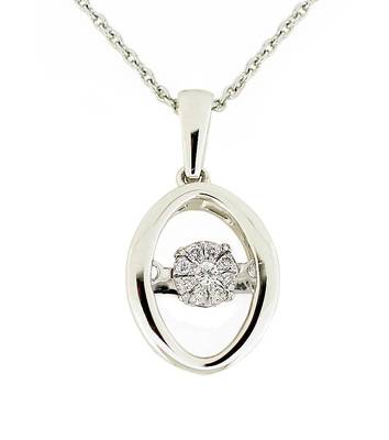 Twinkle Diamond Pendant 10K White Gold Oval Moving Diamond Cluster ...