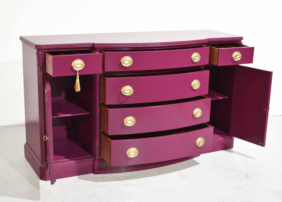 Mid Century Federal Style Curve Front Buffet By White Furniture - Newly ...