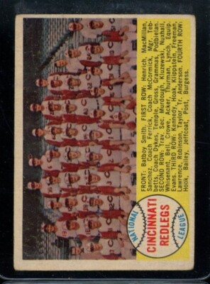 1958 Topps #428 Cincinnati Reds Team Lt. Creasing Upper Left and Back ...