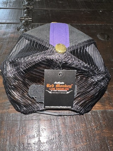 RED MONKEY LOS ANGELES TRUCKER HAT BLACK / PURPLE /GOLD NEW WITH TAGS ...