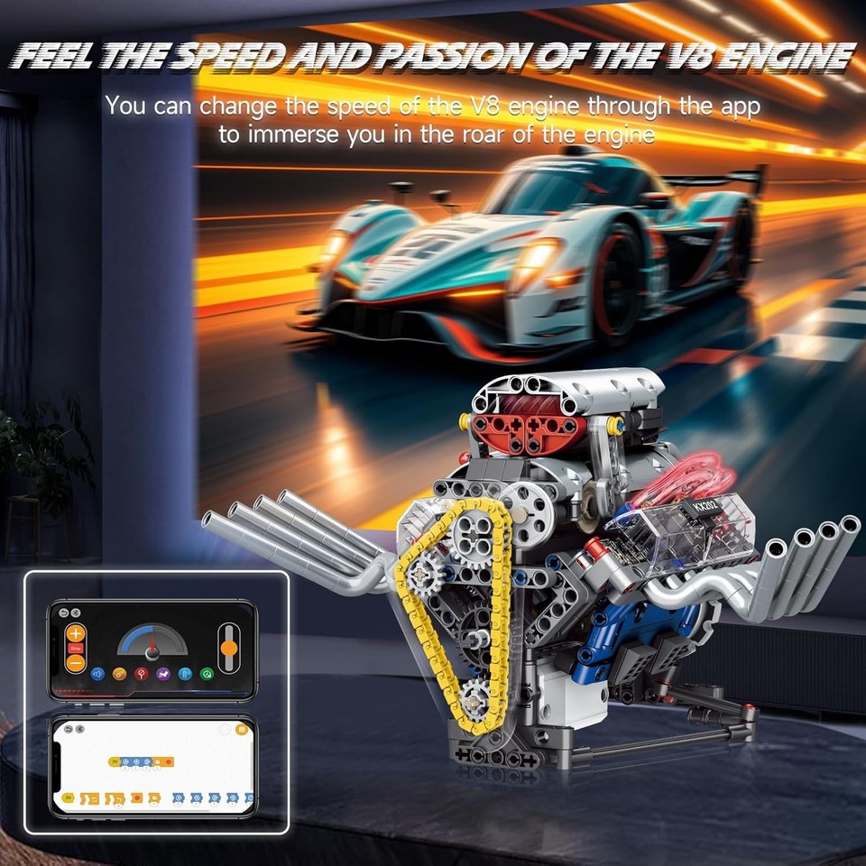 V8 Engine Building Set,Build Your Own Mini Engine That Works, Physical ...
