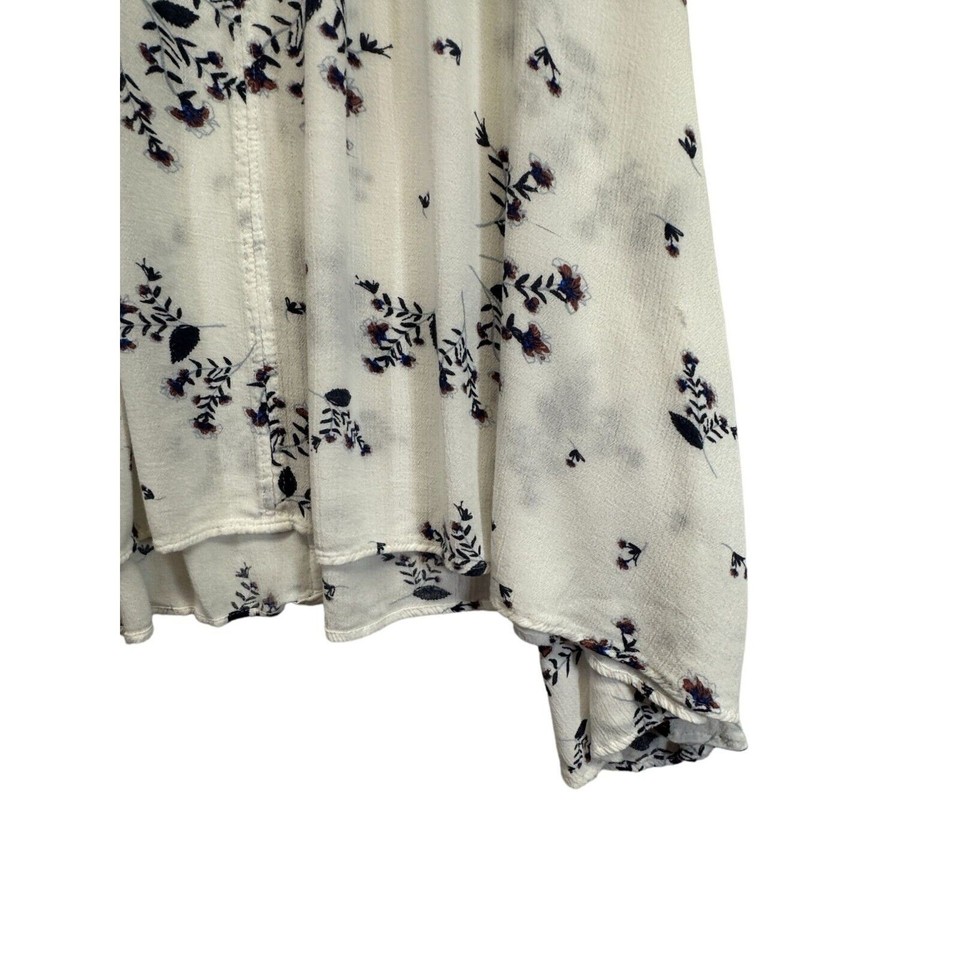 Free People Tree Swing Tank Top Boho White Blue Floral Oversized Cut ...