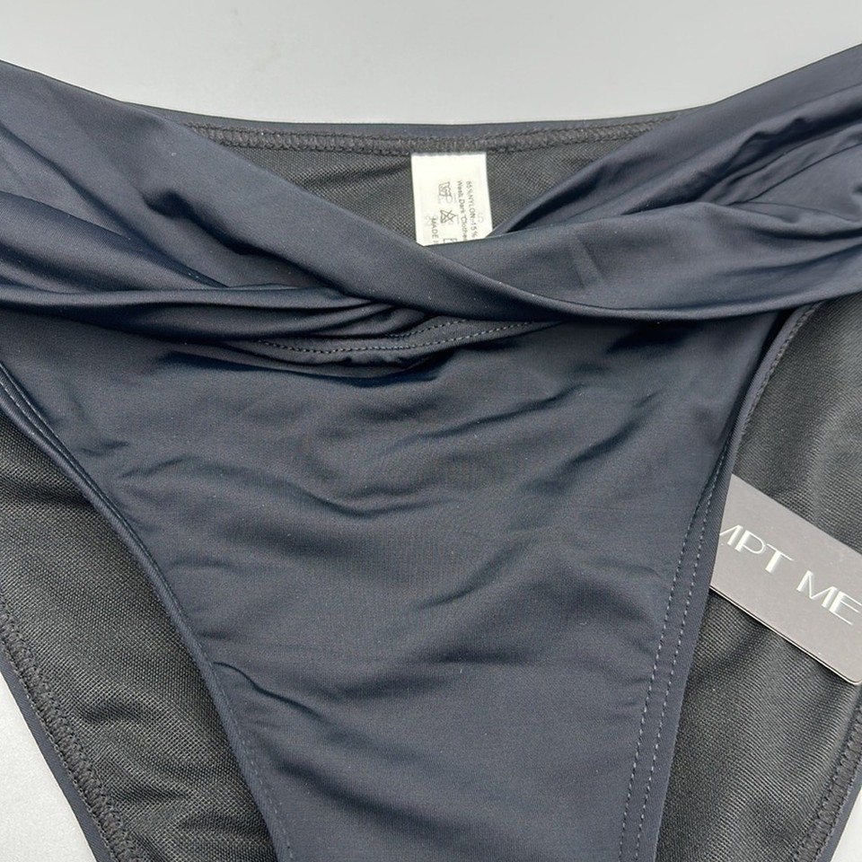 Tempt Me Small Solid Black Twist High Waist Bikini Bottoms Tummy ...