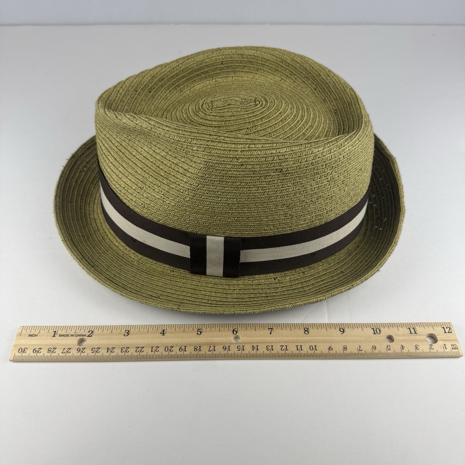 Jaxon Hats 2XL Fedora Trilby Green Toyo Straw Summer Hat Brown Stripe ...