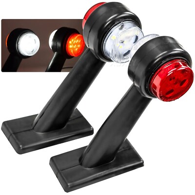 2X 8 LED SIDE OUTLINE STALK MARKER LIGHTS LAMP 12V White Red TRAILER ...