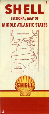 1952 Shell Road Map: Middle Atlantic States NOS | eBay