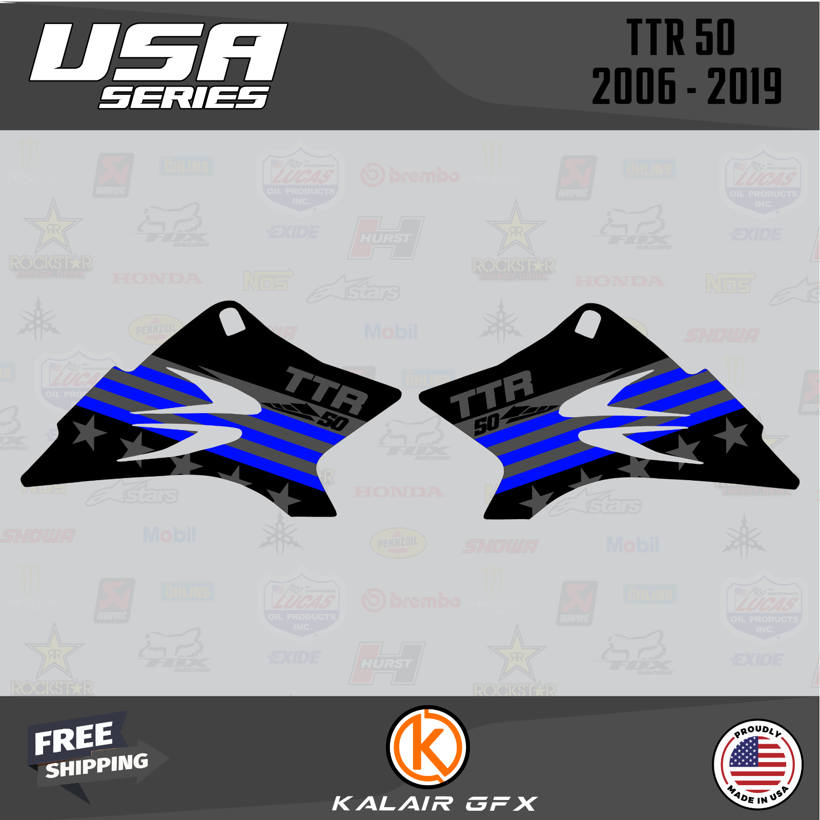 Graphics Kit for Yamaha TTR50 (2006-2023) TTR 50 TTR-50 USA - Blue ...
