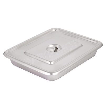 Stainless Steel Instrument Tray (10x8inche) Pack of 5 with Flat Cover ...