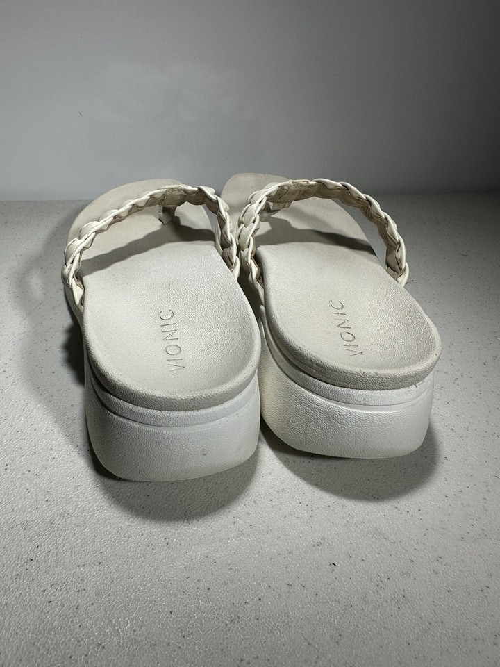 Vionic Sunrise Kenji Cream Braided Toe Post Platform Thong Flip Flop ...