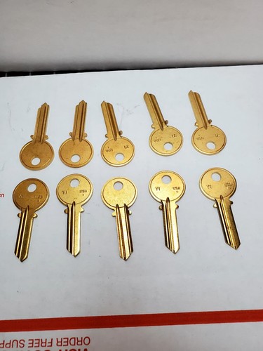 10 PACK ILCO YALE Y1-BR Key Blank Brass Type 5 Pin AE00001130 TAYLOR ...